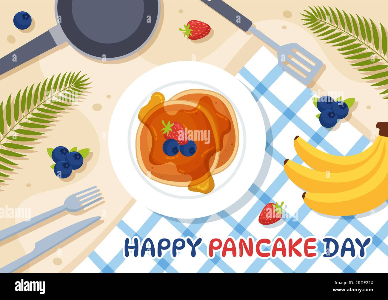 Pancake Day Vector Illustration a Plate of Pancakes Topped with Syrup ...