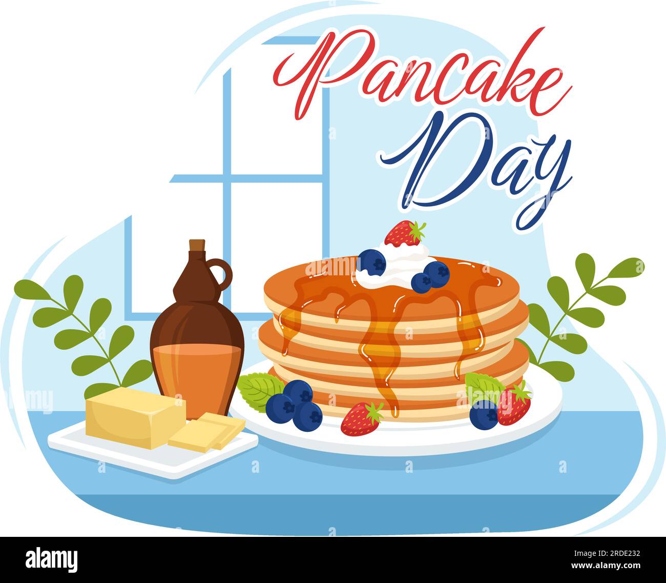 Pancake Day Vector Illustration a Plate of Pancakes Topped with Syrup ...