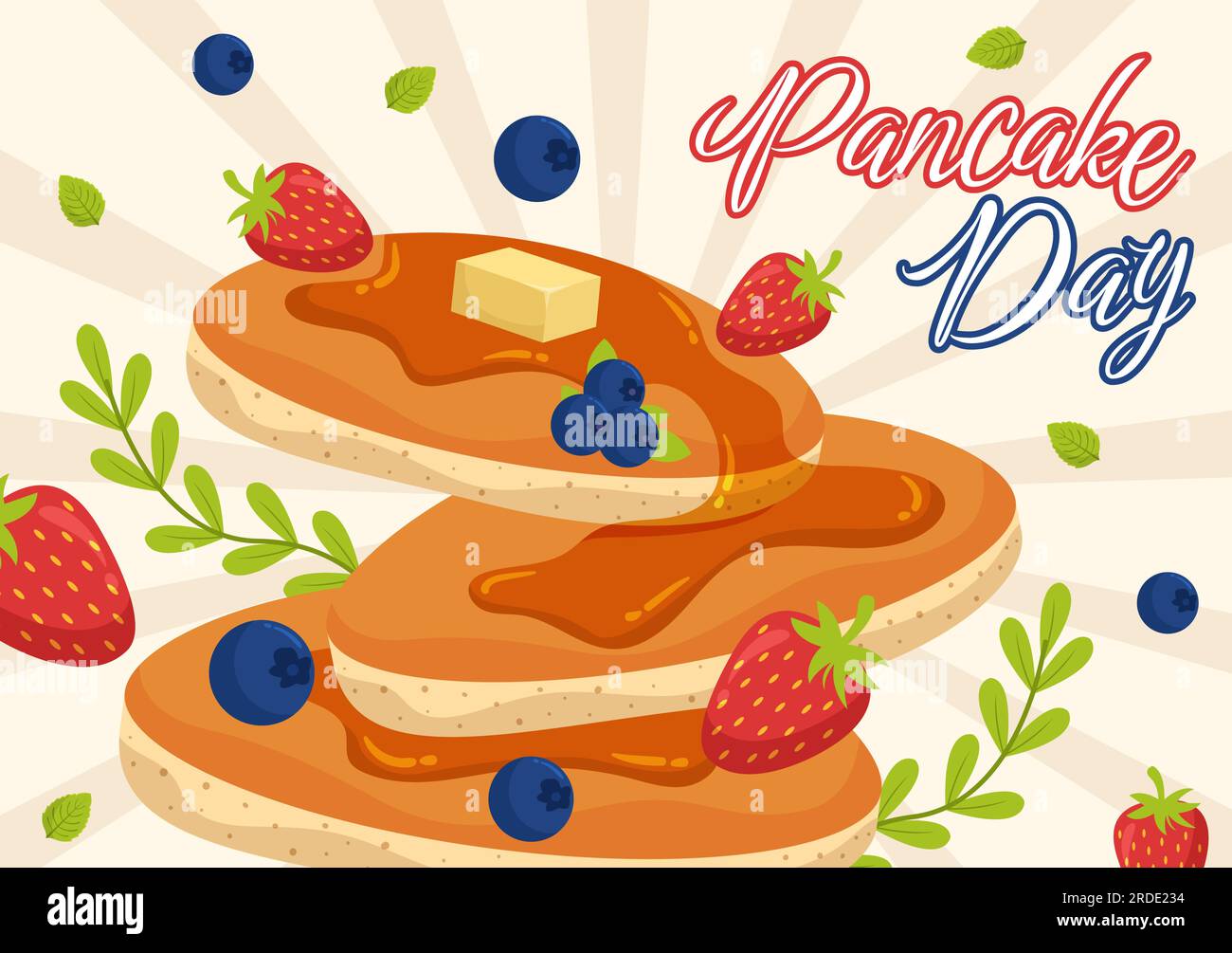 Pancake Day Vector Illustration a Plate of Pancakes Topped with Syrup ...