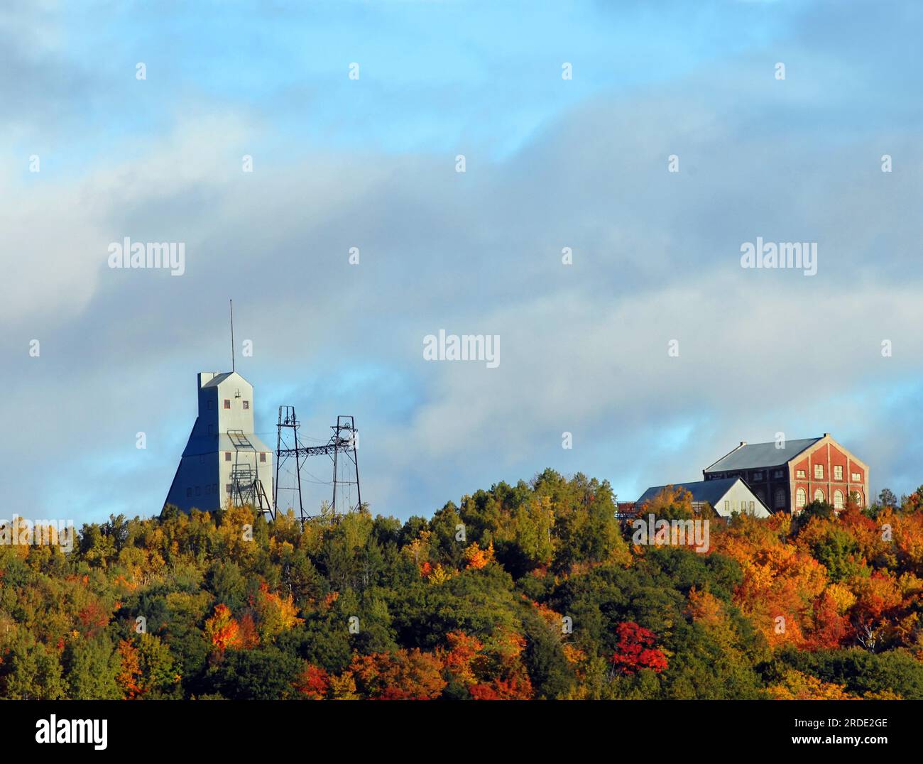 Quincy Hill is covered in Autumn color. Quincy Shaft and the Keweenaw ...