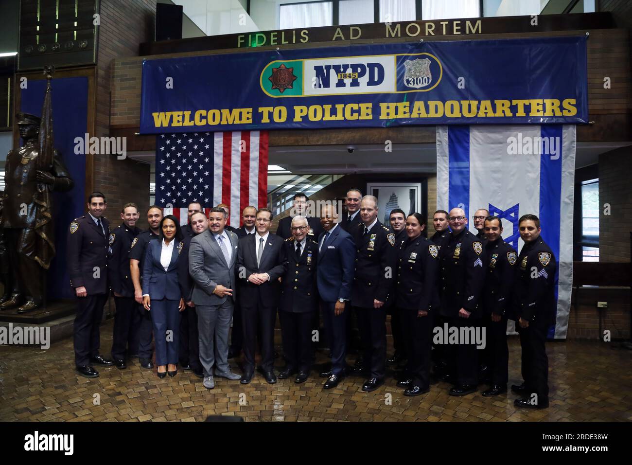 NEW YORK, NY, JULY 20: Israeli President Issac Herzog visits NYPD ...