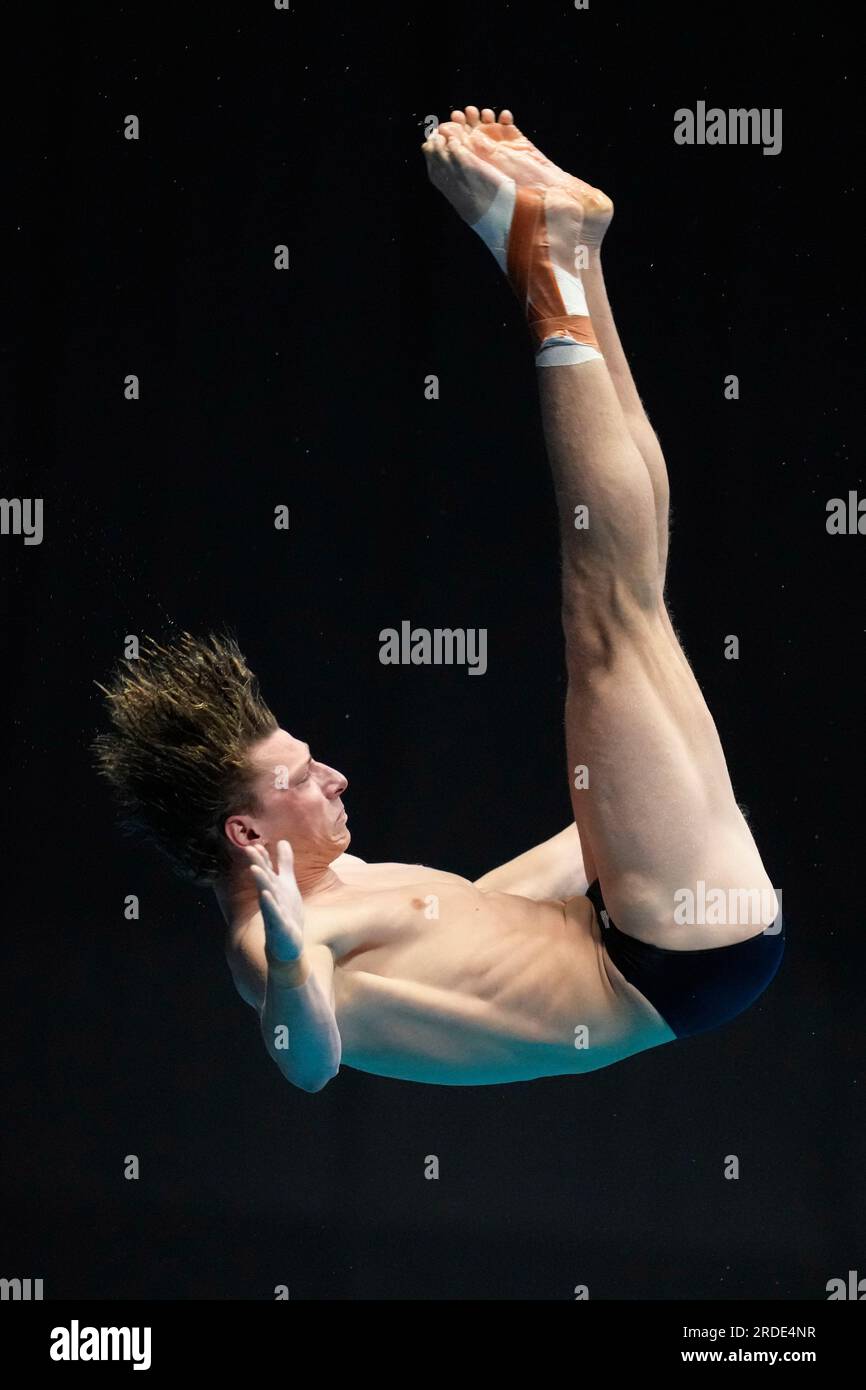 Samuel Fricker of Australia competes during the men's 10m platform ...