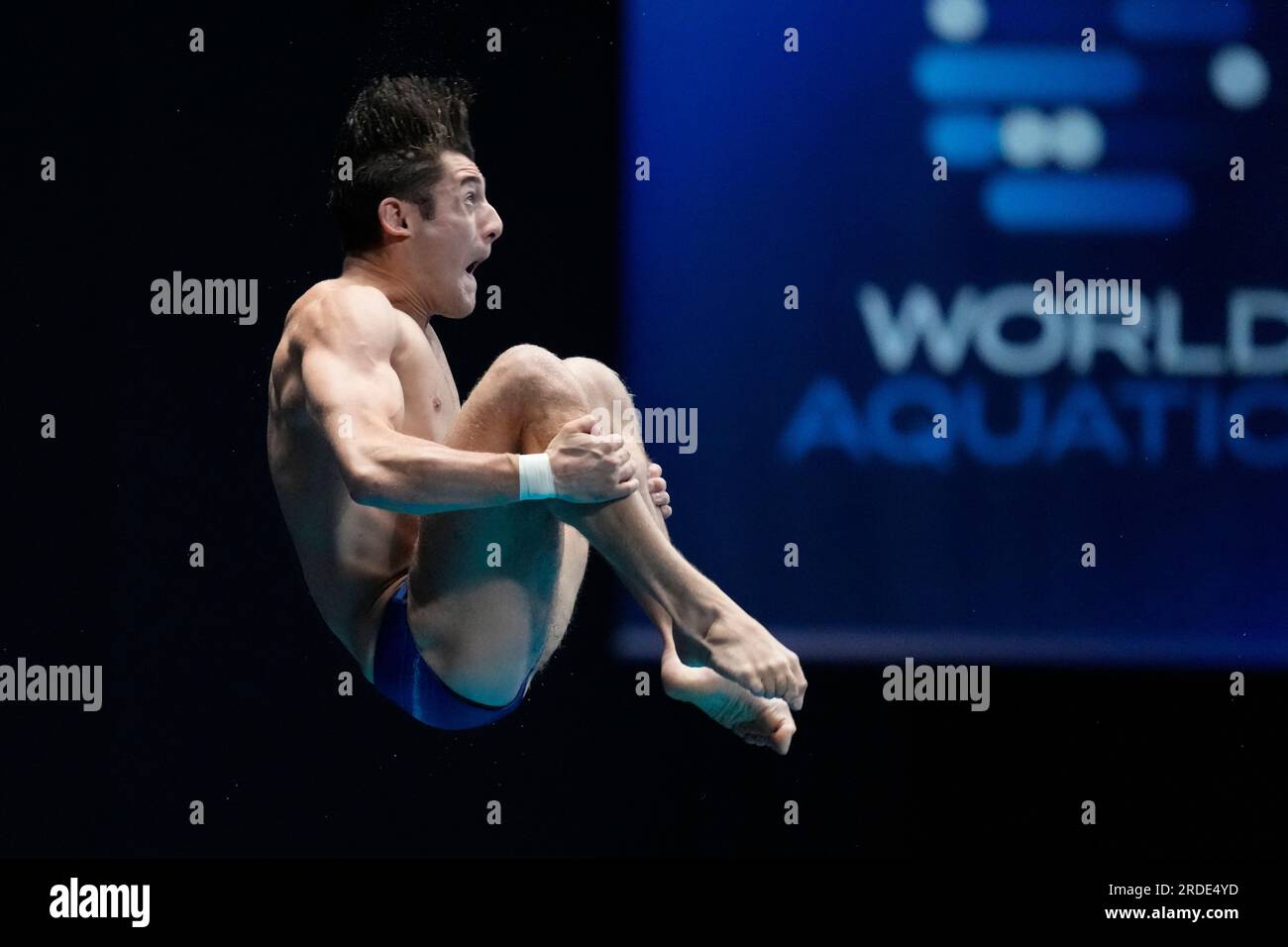Dariush Lotfi of Austria competes during the men's 10m platform diving ...
