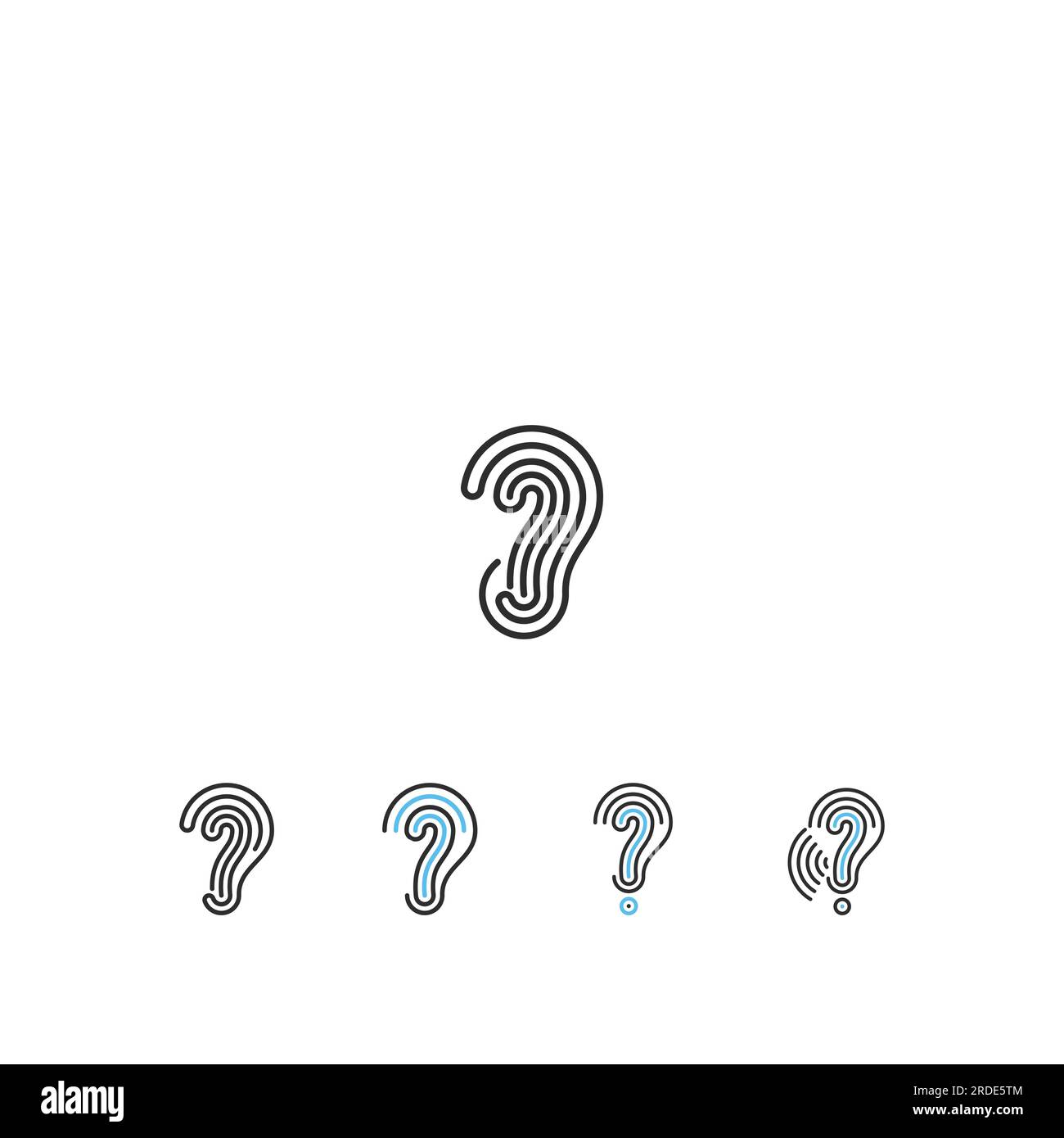 A ear with a question mark in the middle - health and medical concept ...