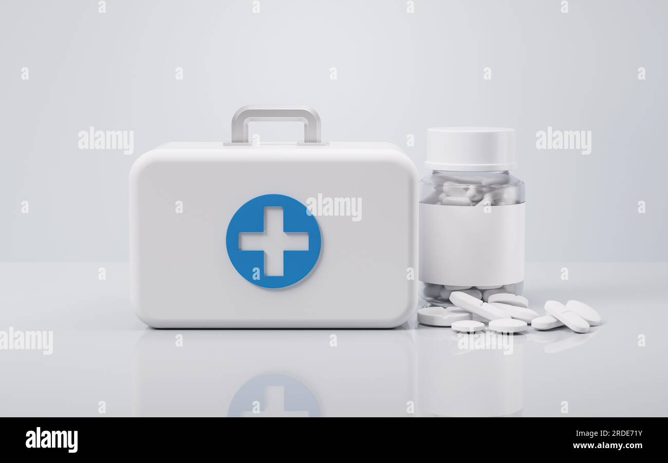 White health care medical box, 3d rendering. Digital drawing Stock ...