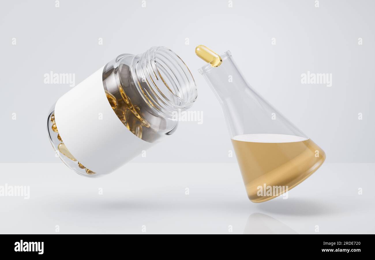 Golden fish oil capsule 3d hi-res stock photography and images - Alamy