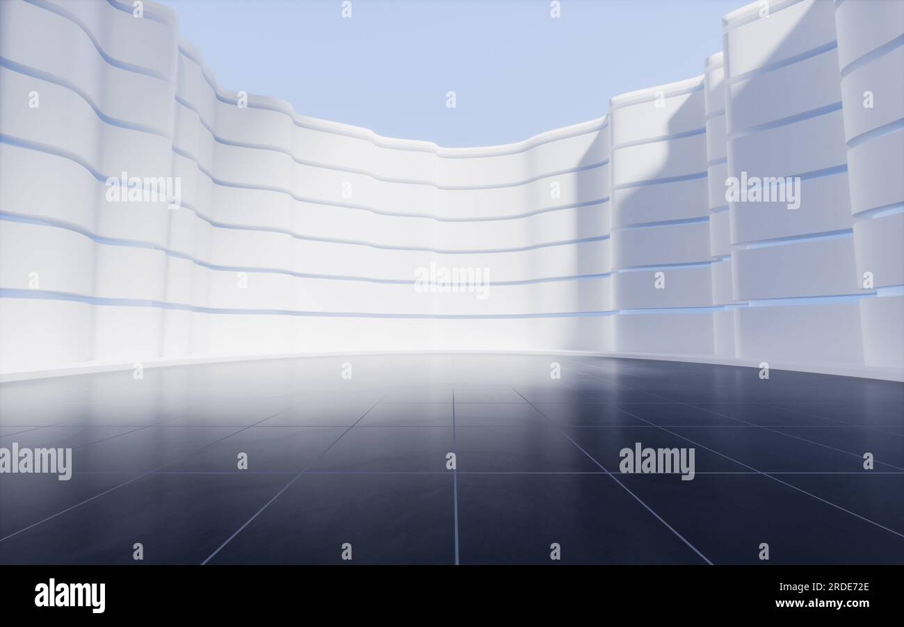 Empty ground with creative geometry background, 3d rendering. Digital ...