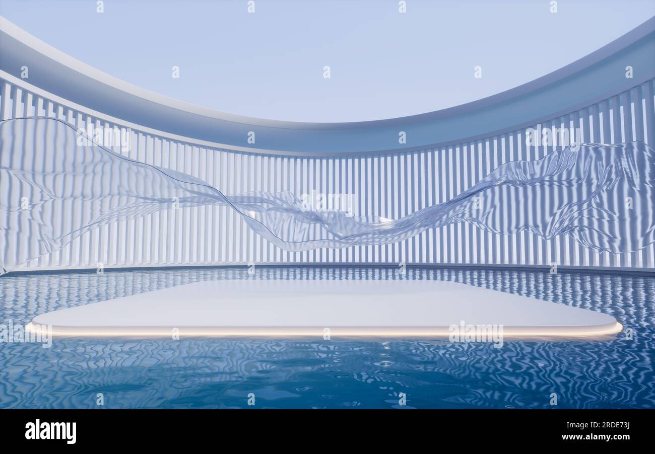 Empty room with water surface, 3d rendering. Digital drawing Stock ...