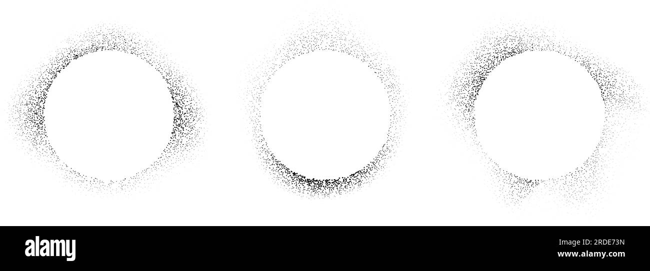 Circle frames collection with spray stencil effect. Grunge dotted round ...
