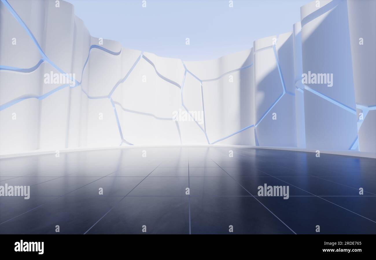 Empty ground with creative geometry background, 3d rendering. Digital ...