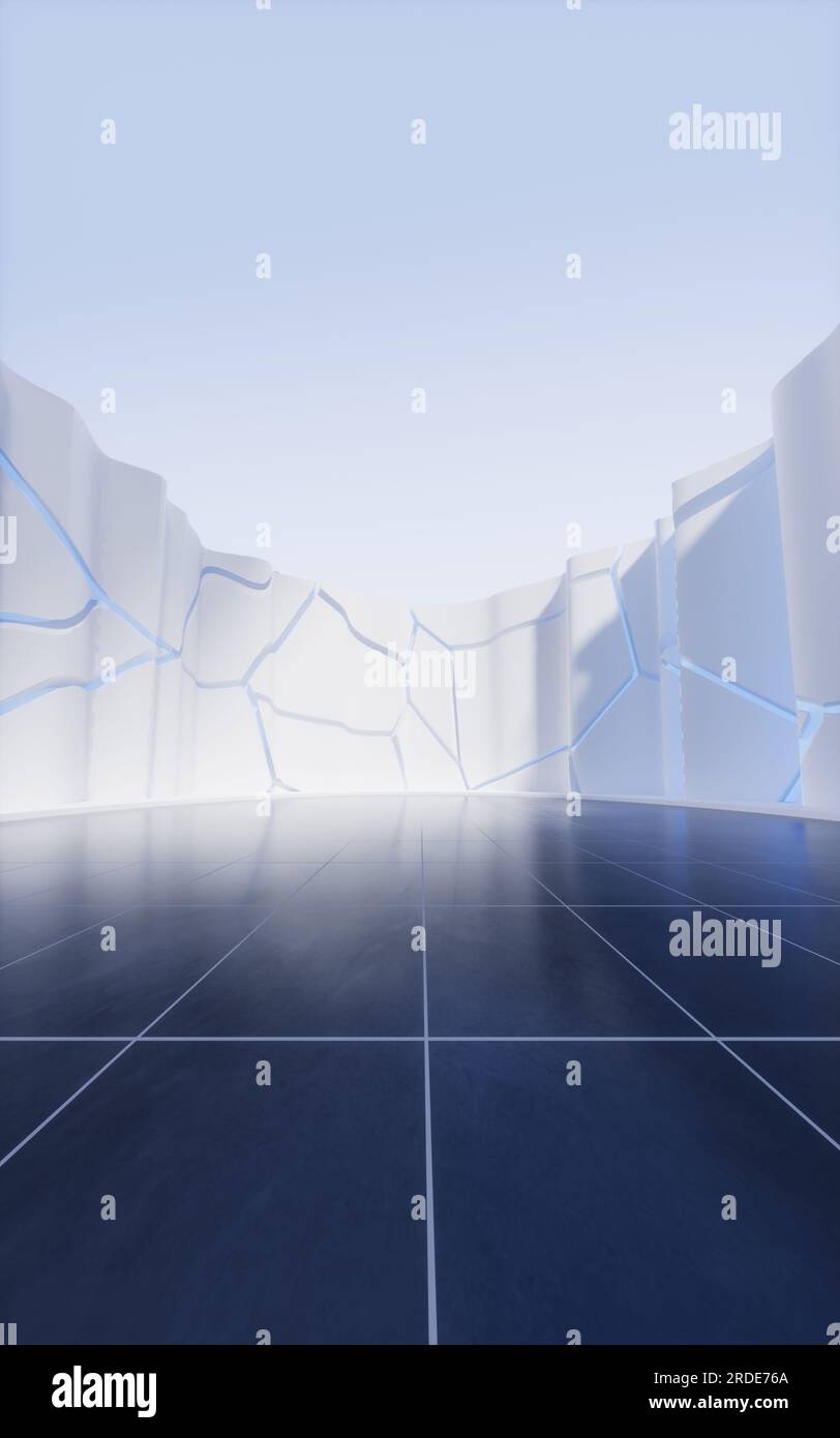 Empty ground with creative geometry background, 3d rendering. Digital ...