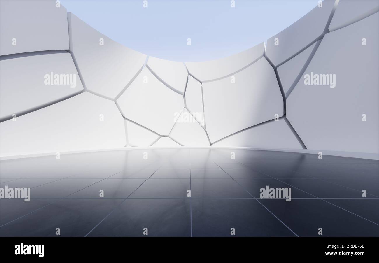 Empty ground with creative geometry background, 3d rendering. Digital drawing Stock Photo - Alamy