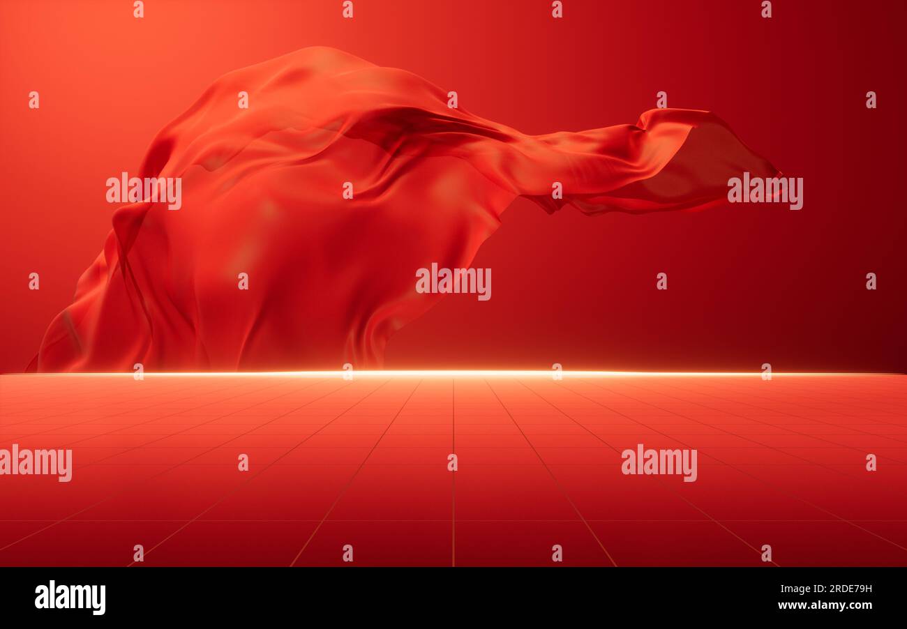 Flowing red cloth background, 3d rendering. Digital drawing Stock Photo ...