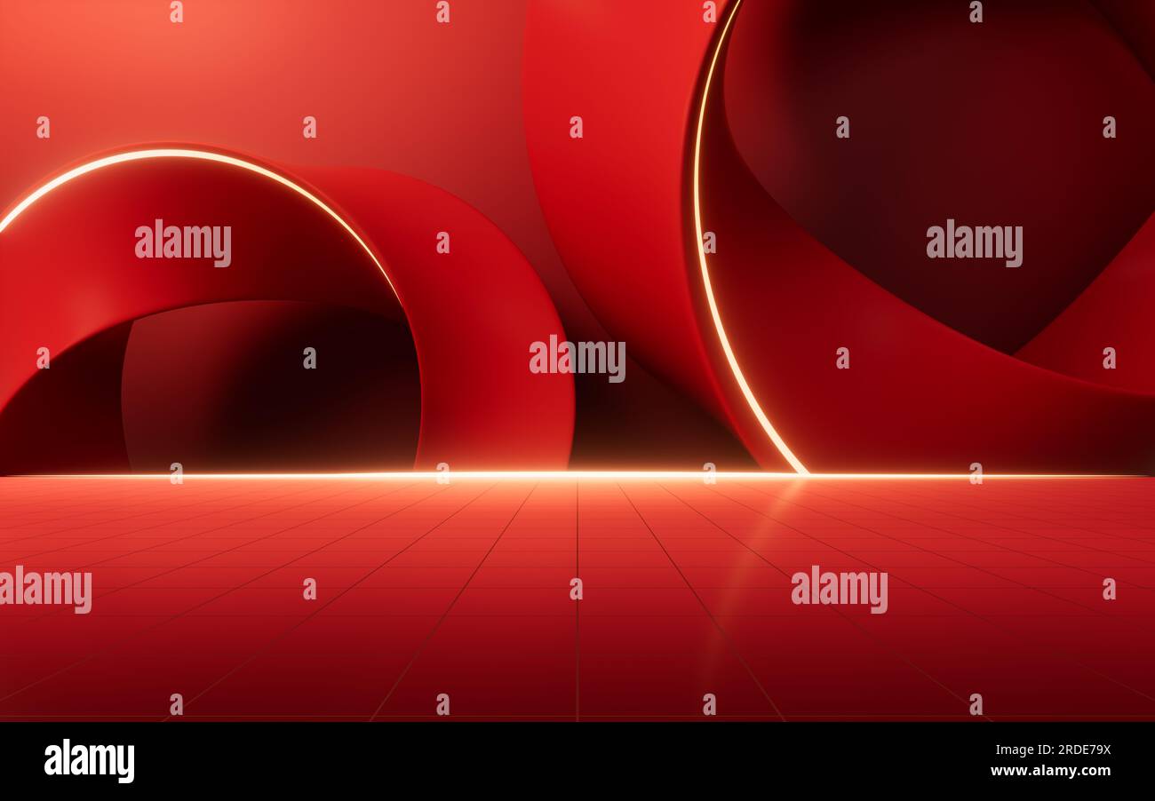 Red curve ring geometry, 3d rendering. Digital drawing Stock Photo - Alamy