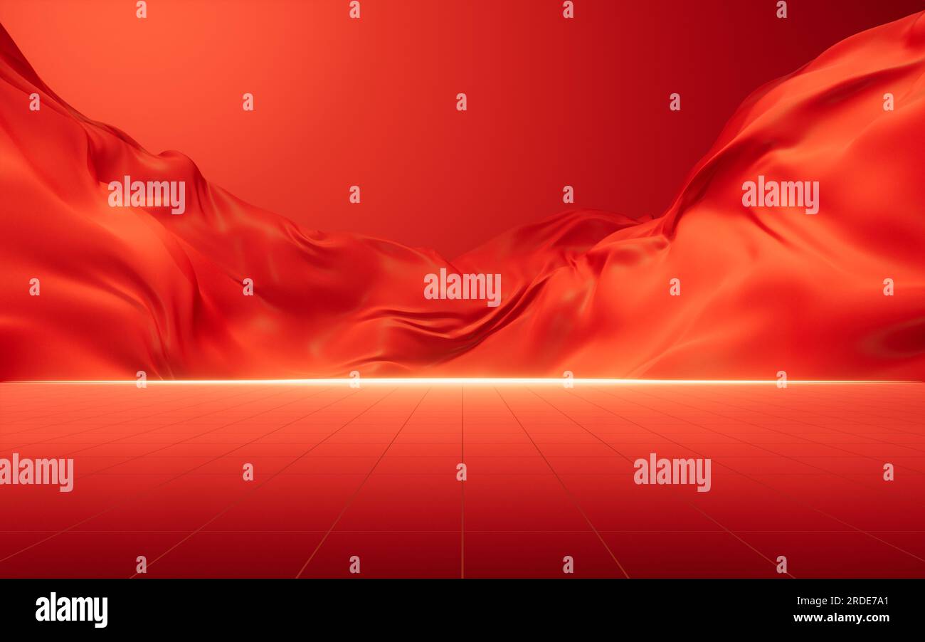 Flowing red cloth background, 3d rendering. Digital drawing Stock Photo ...