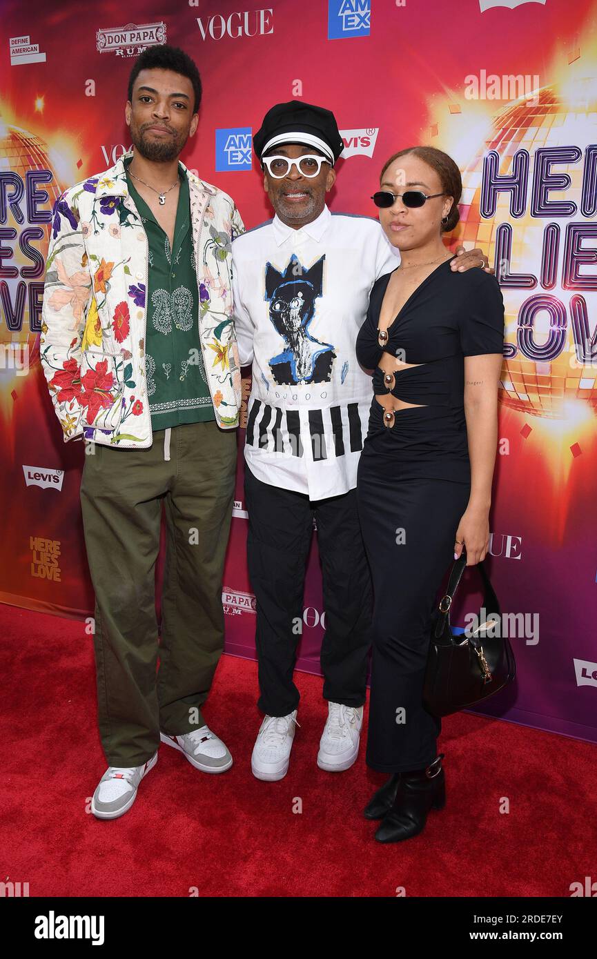 New York, USA. 20th July, 2023. Spike Lee (c) with son Jackson (l) and ...