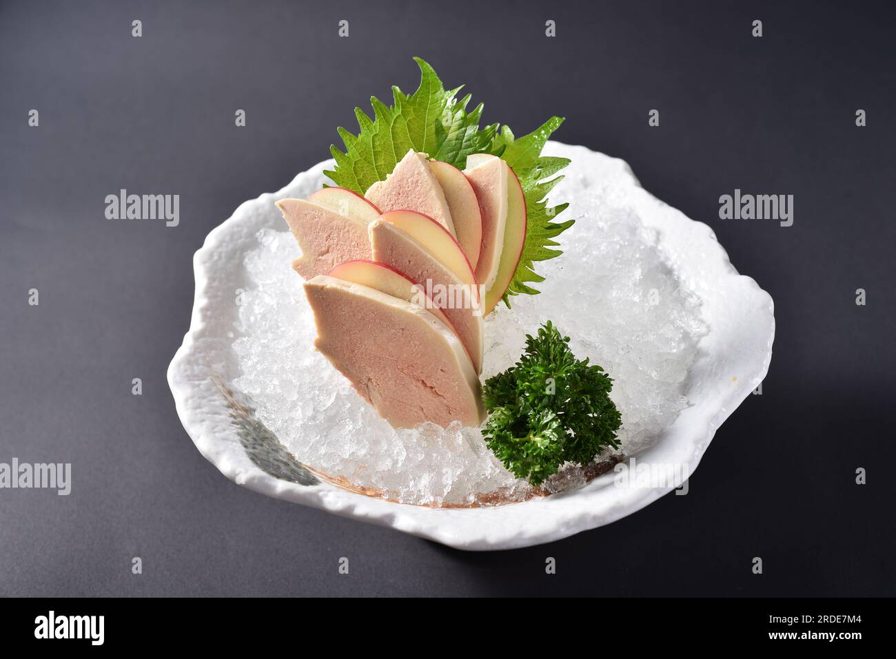 Goose Liver sashimi，Foie Gras in Red Wine Stock Photo - Alamy