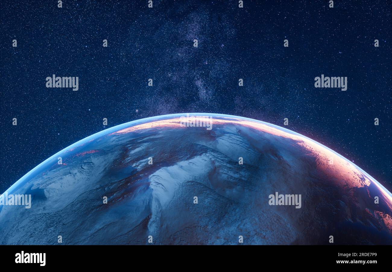 Planet in the outer space, 3d rendering. Digital drawing Stock Photo ...