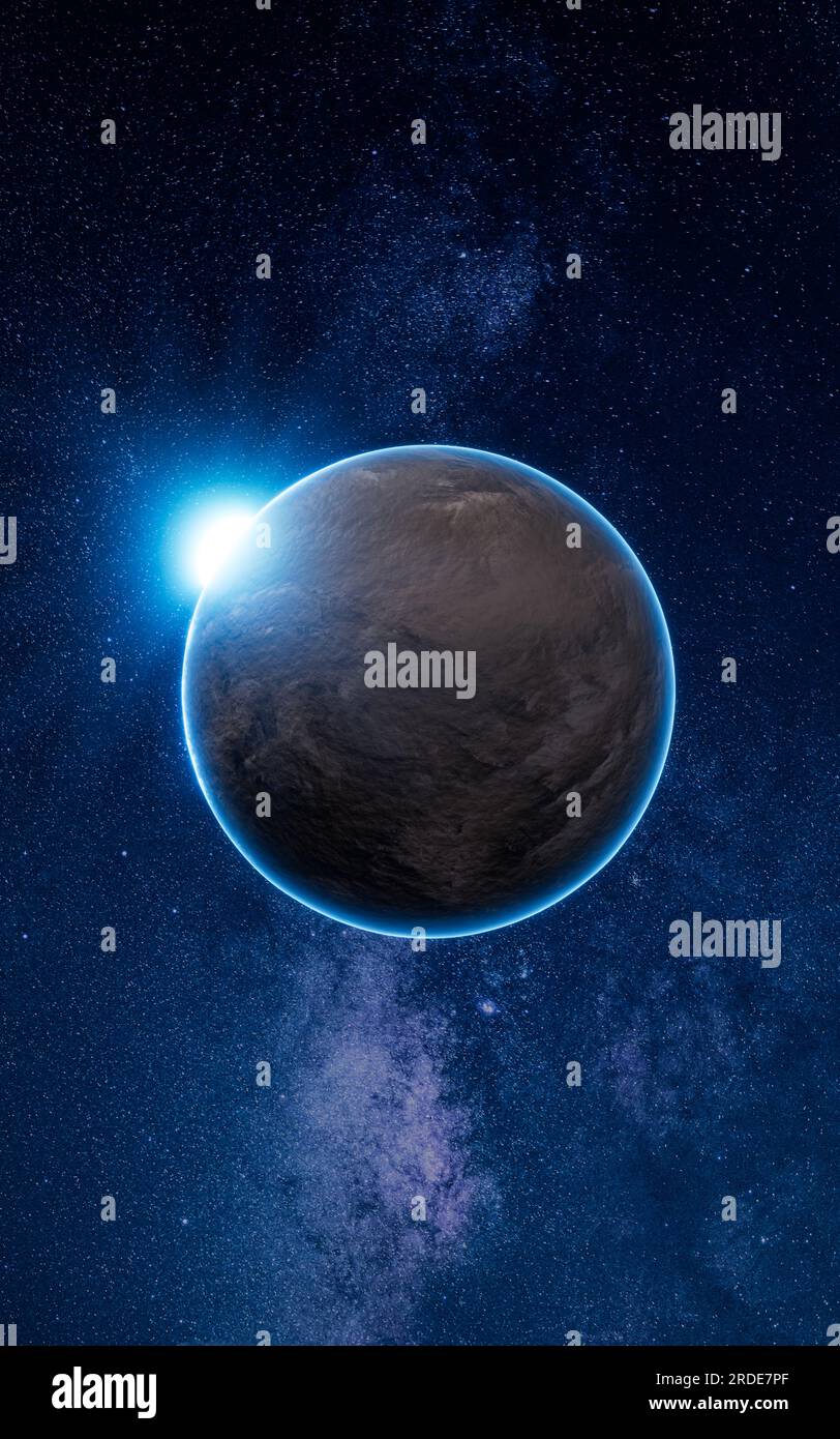Planet in the outer space, 3d rendering. Digital drawing Stock Photo ...