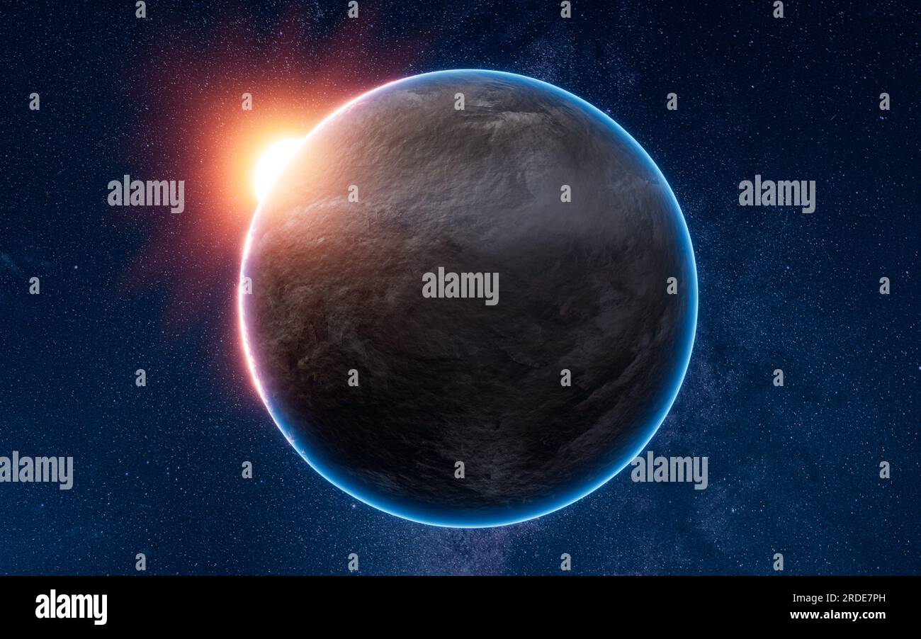 Planet in the outer space, 3d rendering. Digital drawing Stock Photo ...