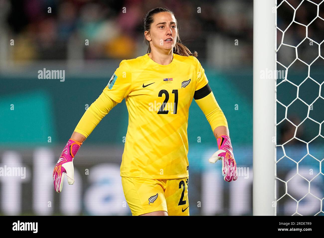 New Zealand's goalkeeper Victoria Esson stands by the goal during the ...
