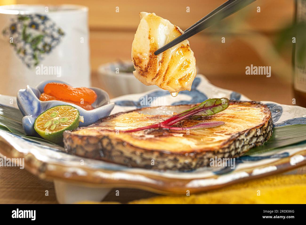 Salt Grilled Cod fish, Japanese food Stock Photo - Alamy