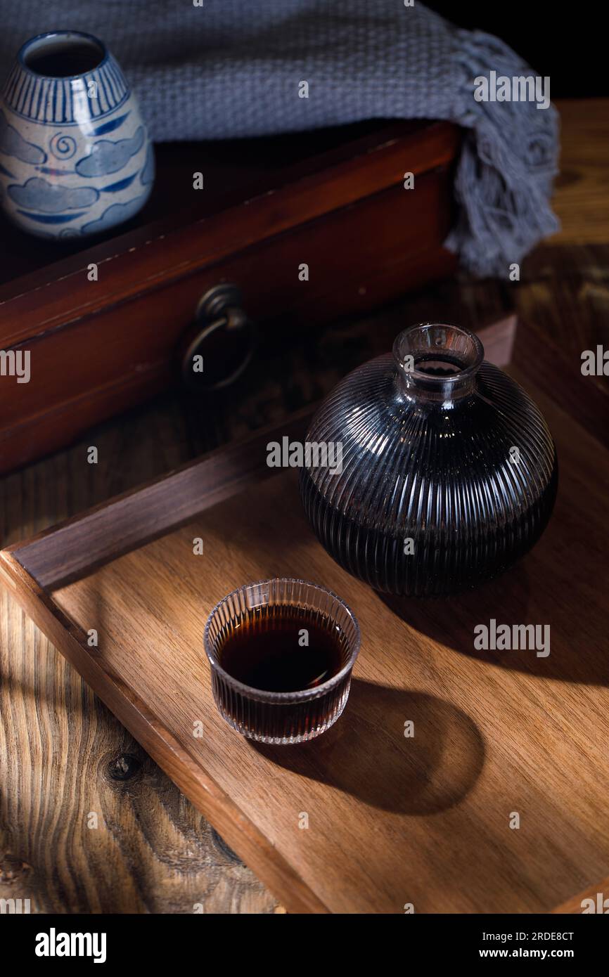 A large bottle of sour plum juice，Suanmeitang，sour prune drink, jar ...