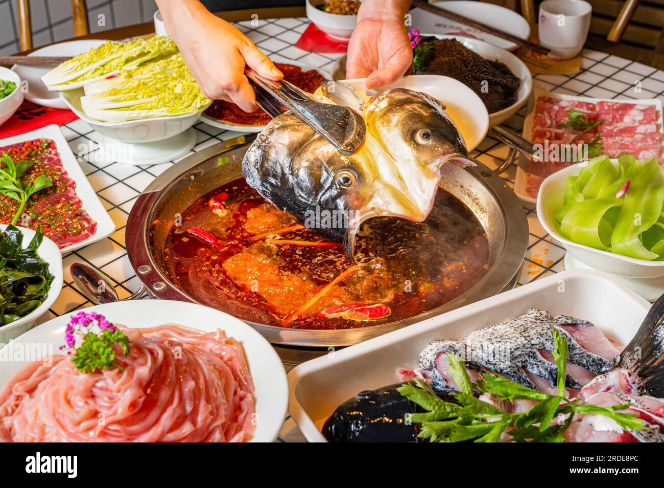 Bighead carp fish Fish Head Hotpot Stock Photo - Alamy
