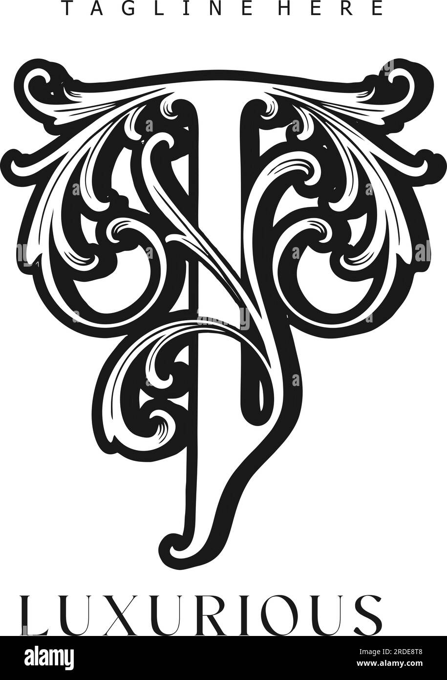 Signature sophistication luxury t lettering engraving silhouette vector ...