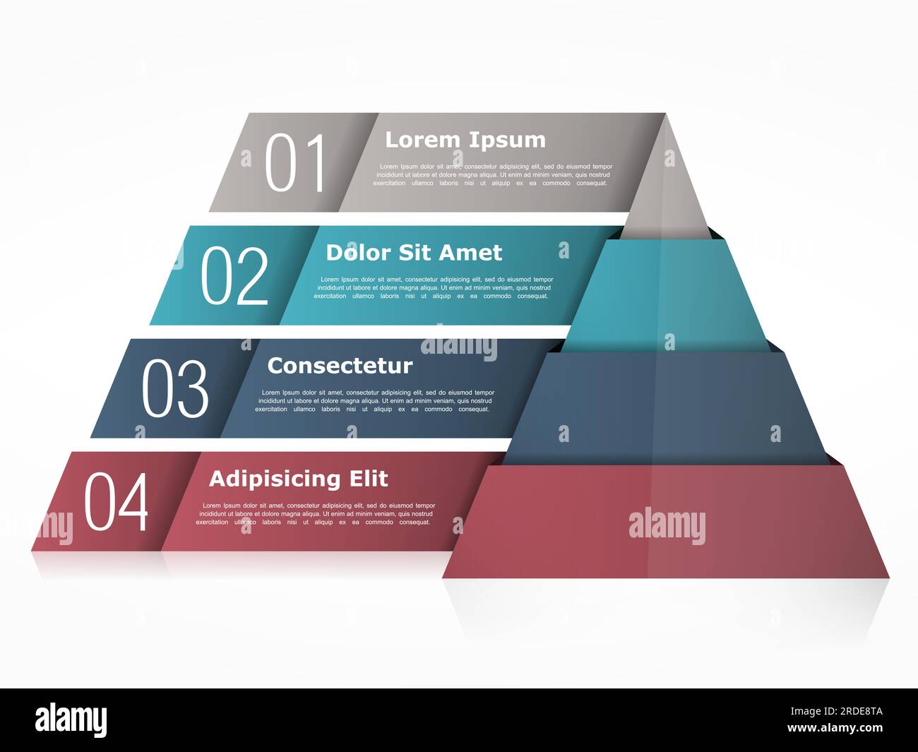 Pyramid chart with four elements, vector eps10 illustration Stock ...