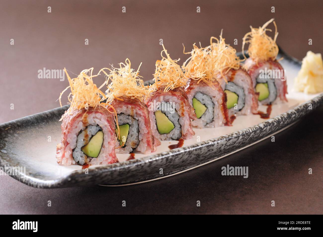 Grilled Angus Beef Sushi roll ,Japanese Cuisine Stock Photo - Alamy