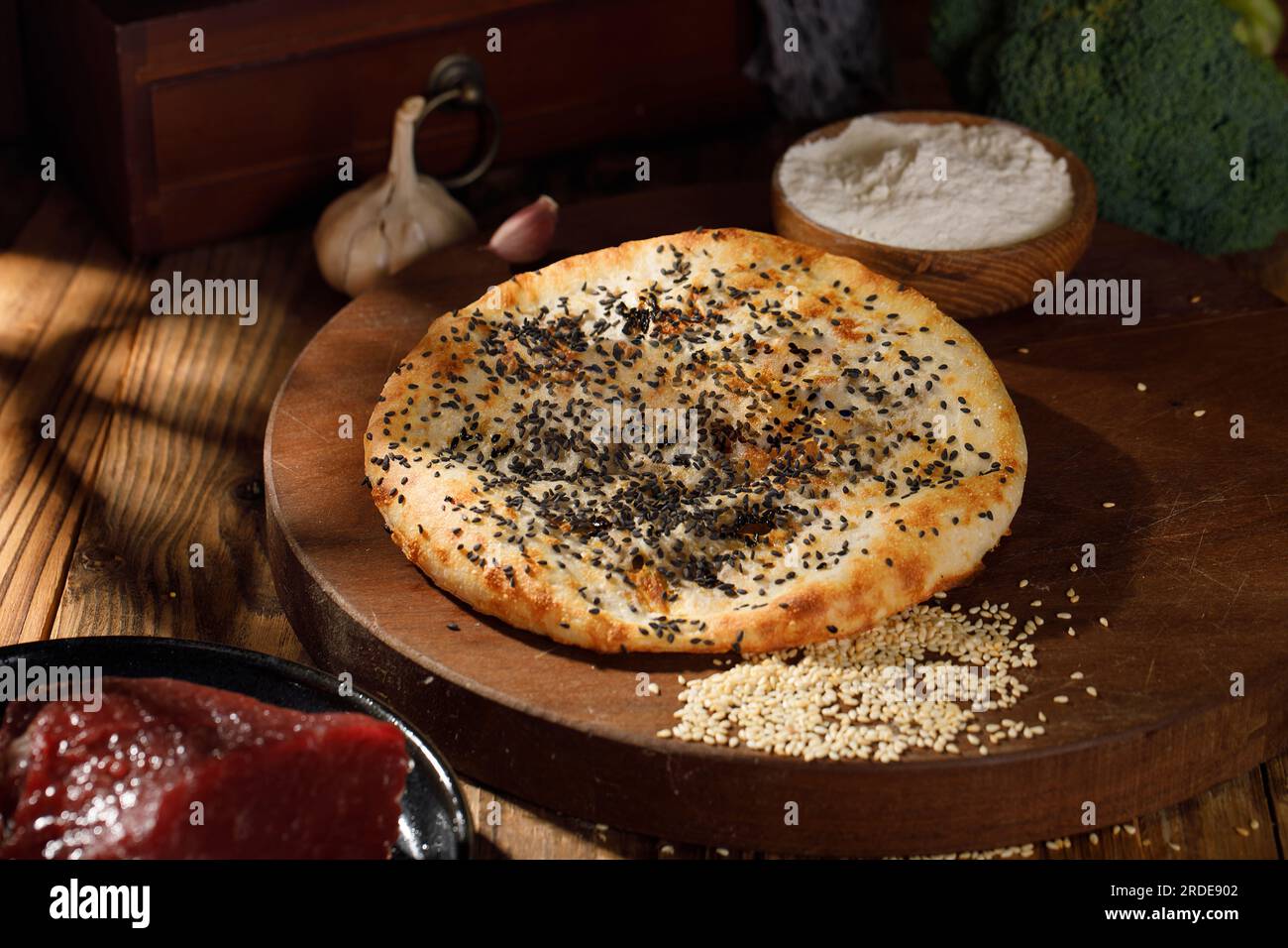 chinese traditional Sesame Cake with Minced beef Stock Photo - Alamy