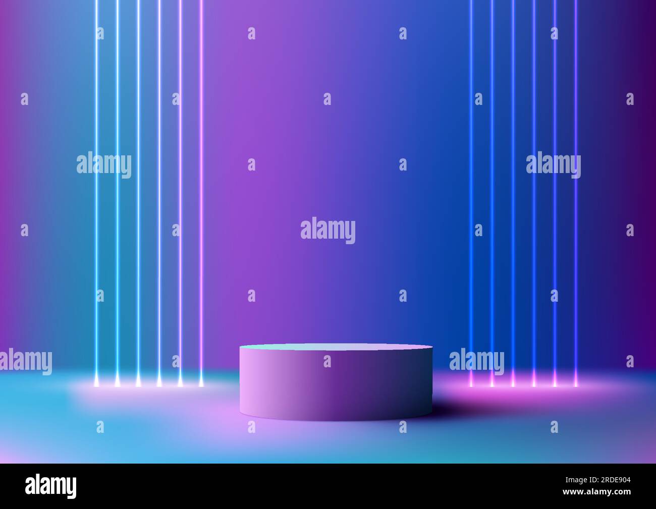 This 3D purple neon podium stand mockup is a great way to showcase your ...