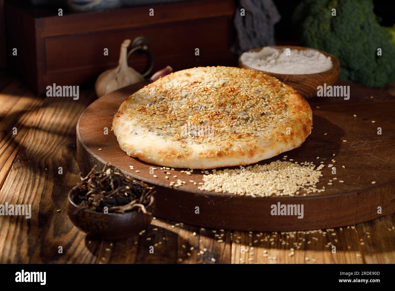 chinese traditional Sesame Cake with Minced Preserved Vegetable Stock ...