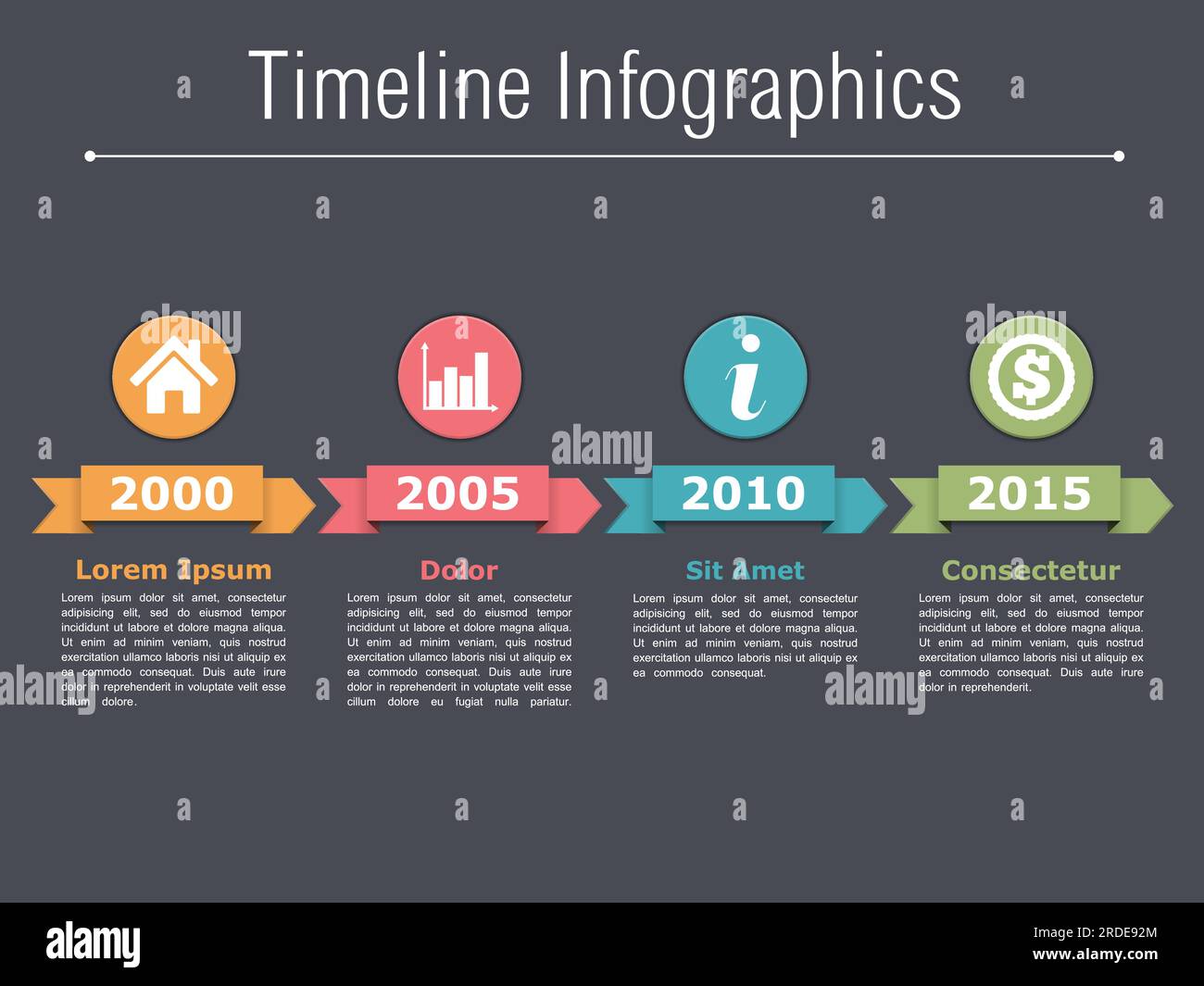 Timeline infographics with arrows icons and text, vector eps10 ...