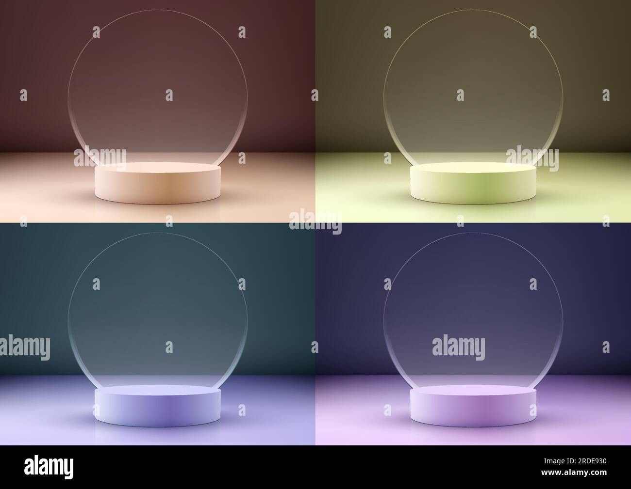 3D podium stand with a circle transparent glass backdrop is a versatile ...