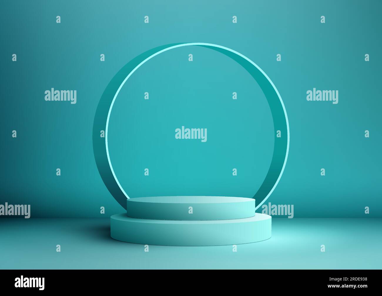 3D blue podium steps stand with circle backdrop is a minimalist vector ...