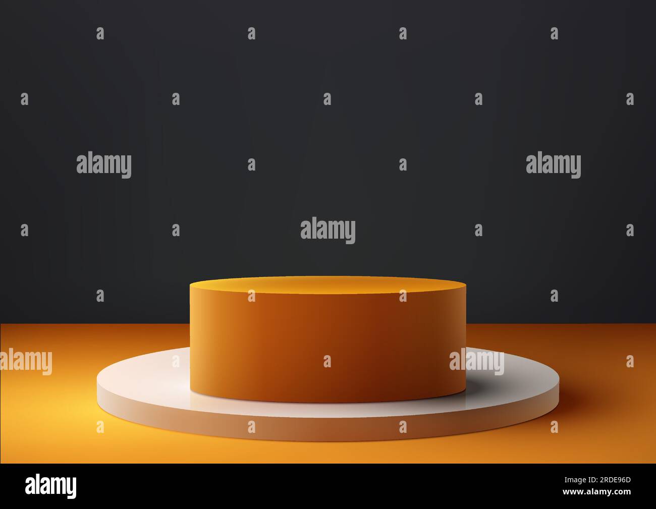 This 3D white and yellow podium stand vector illustration is perfect ...