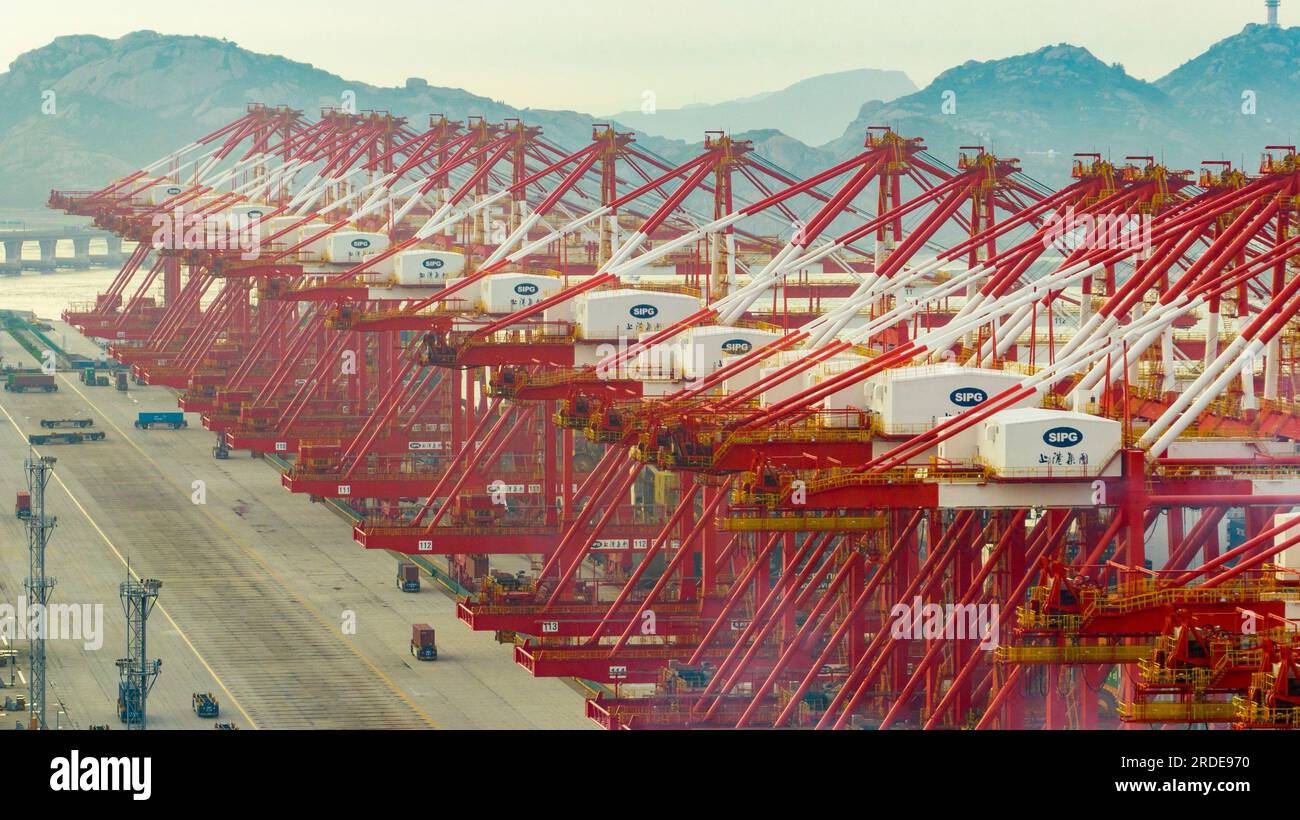 SHANGHAI, CHINA - JULY 21, 2023 - A number of very large container ...