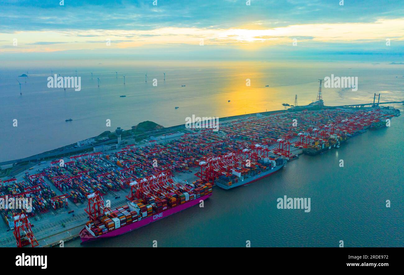 SHANGHAI, CHINA - JULY 21, 2023 - A number of very large container ...
