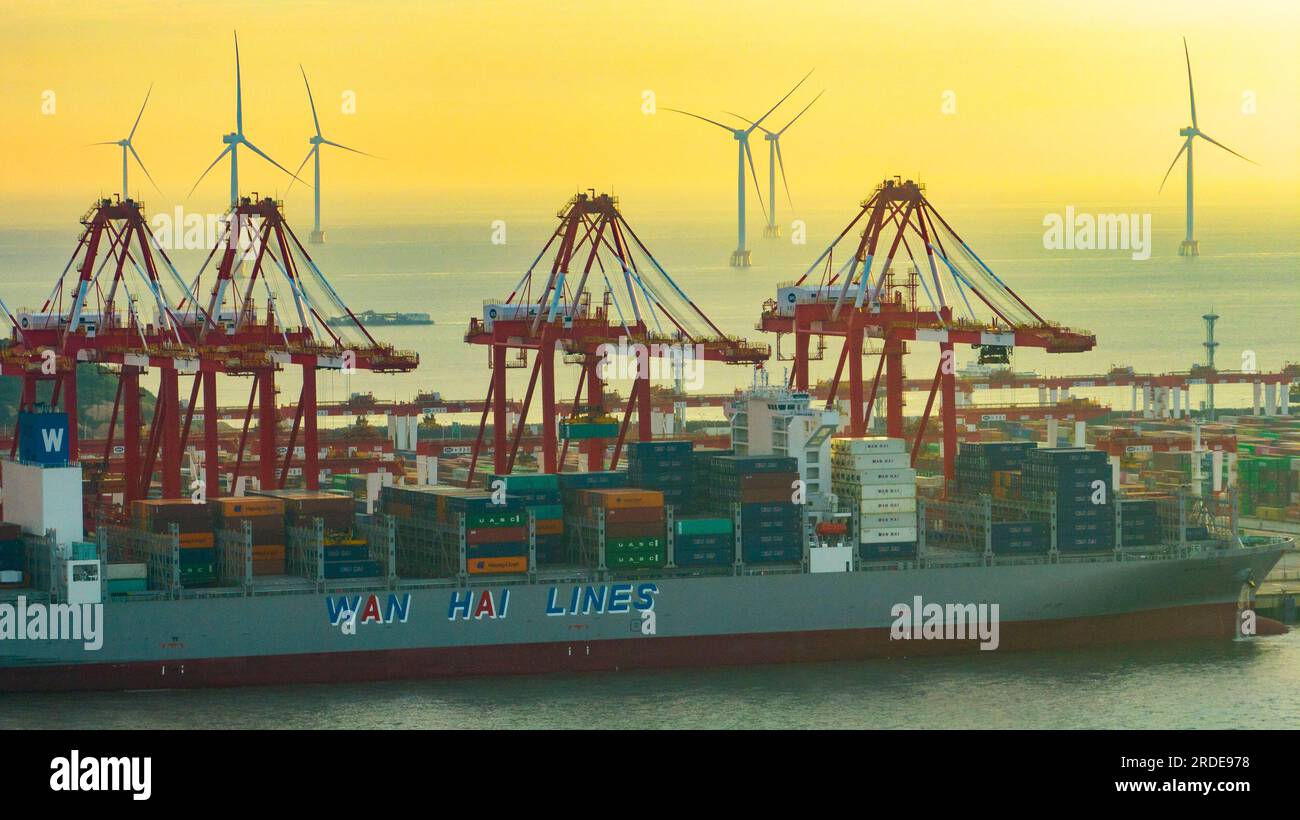 SHANGHAI, CHINA - JULY 21, 2023 - A number of very large container ...