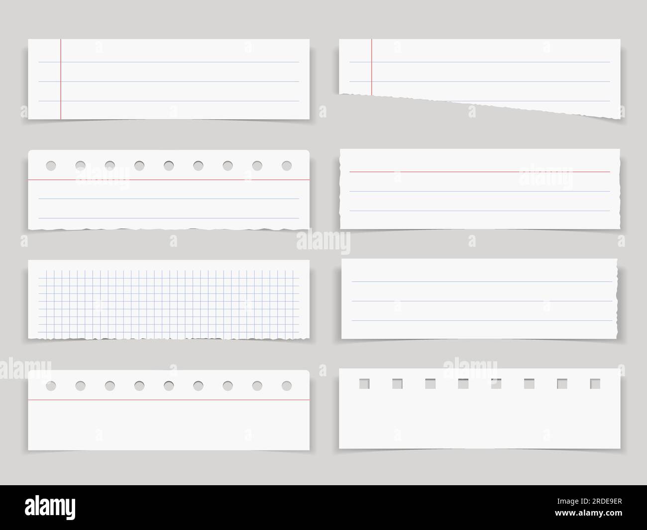 Blank horizontal paper sheets, notebook paper, vector eps10 ...