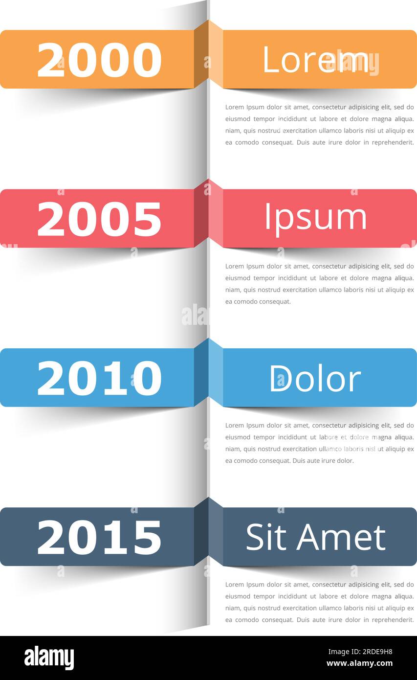 Vertical timeline infographics template with place for dates, titles ...
