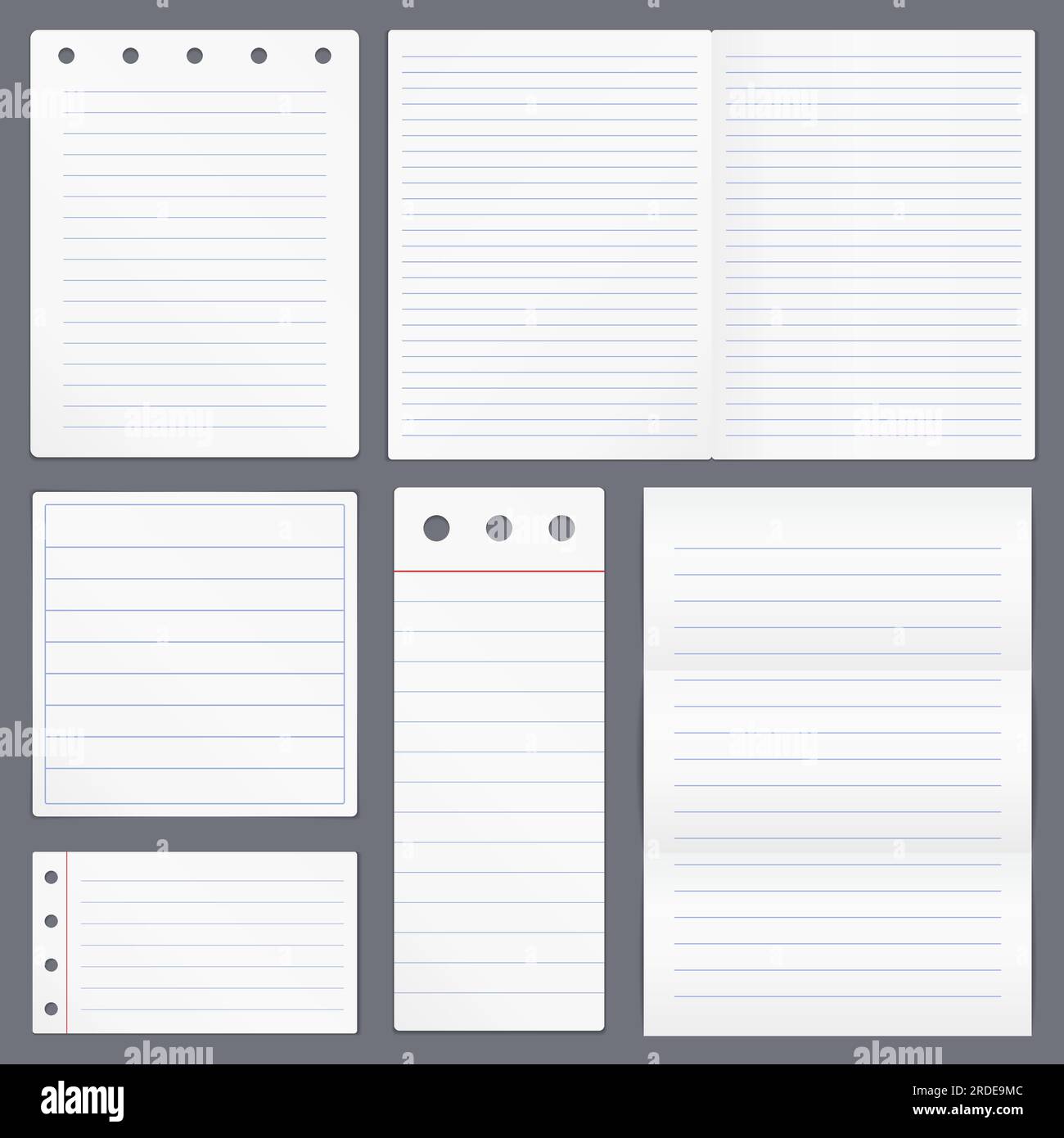 Set of blank lined paper, vector eps10 illustration Stock Vector Image ...