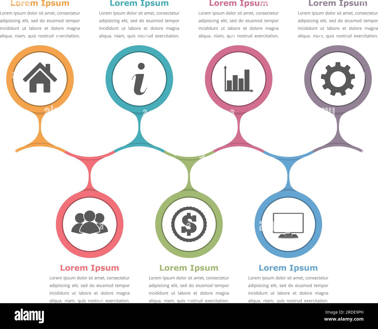 Flow chart template with icons and text, process diagram, business ...