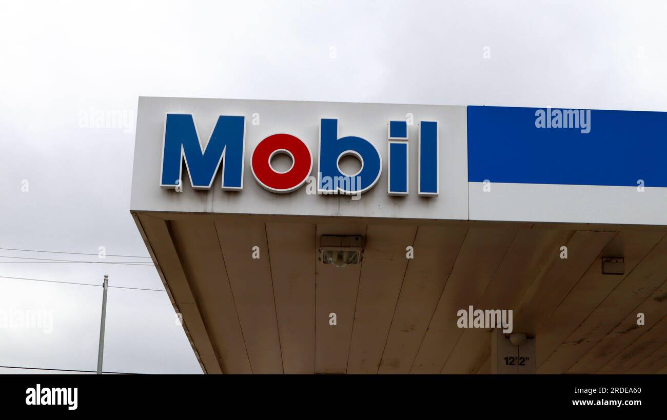 Los Angeles, California: MOBIL Gas Station. MOBIL is a brand of ...