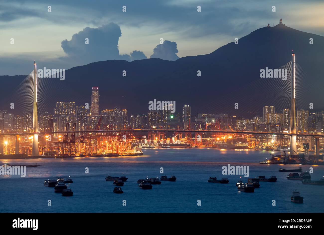 Hong Kong container port and Tsing Yi bridge, Hong Kong, China Stock Photo - Alamy