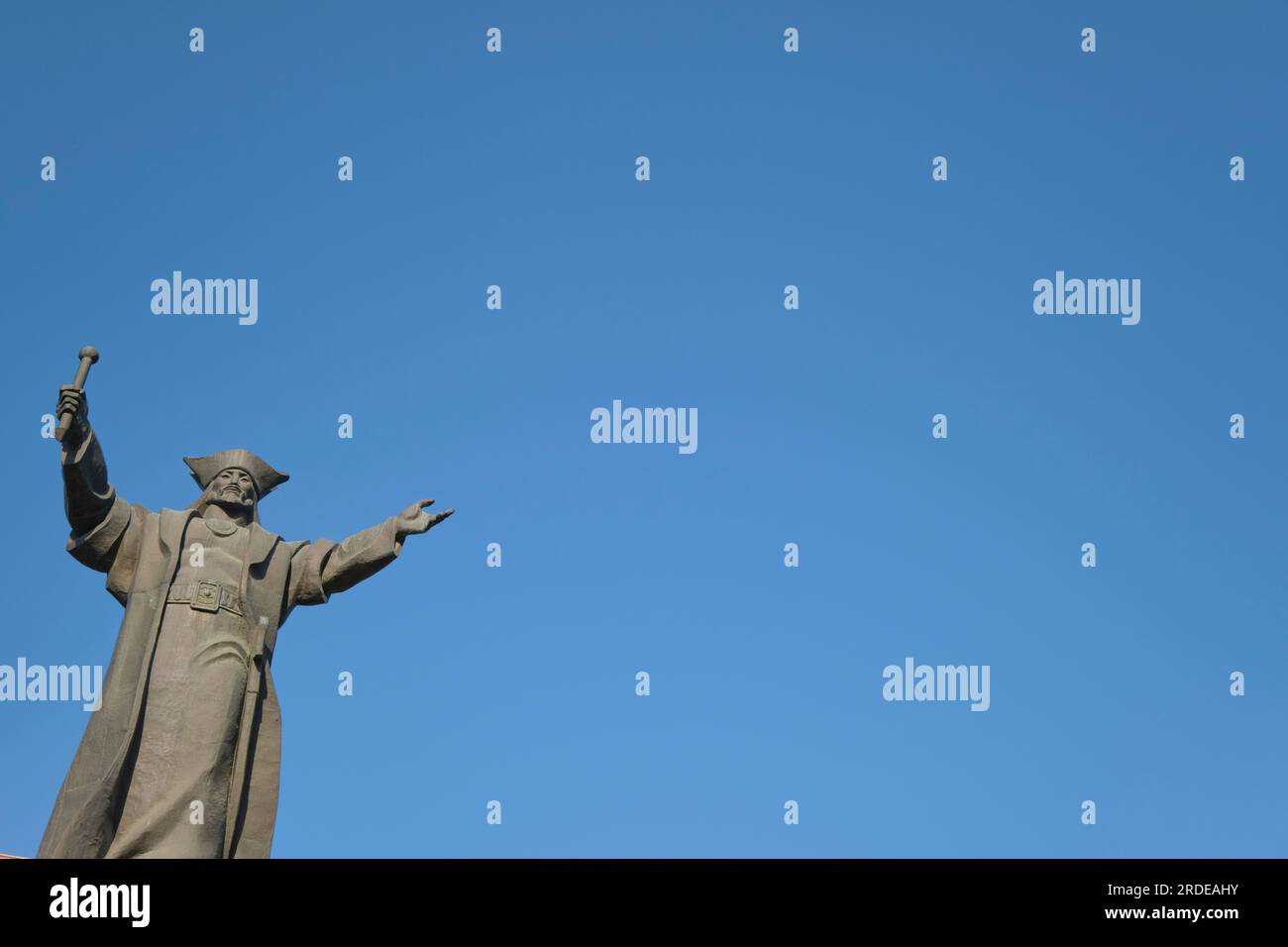 View of the huge bronze statue of Baidibek Bi, in tribute to the great ...