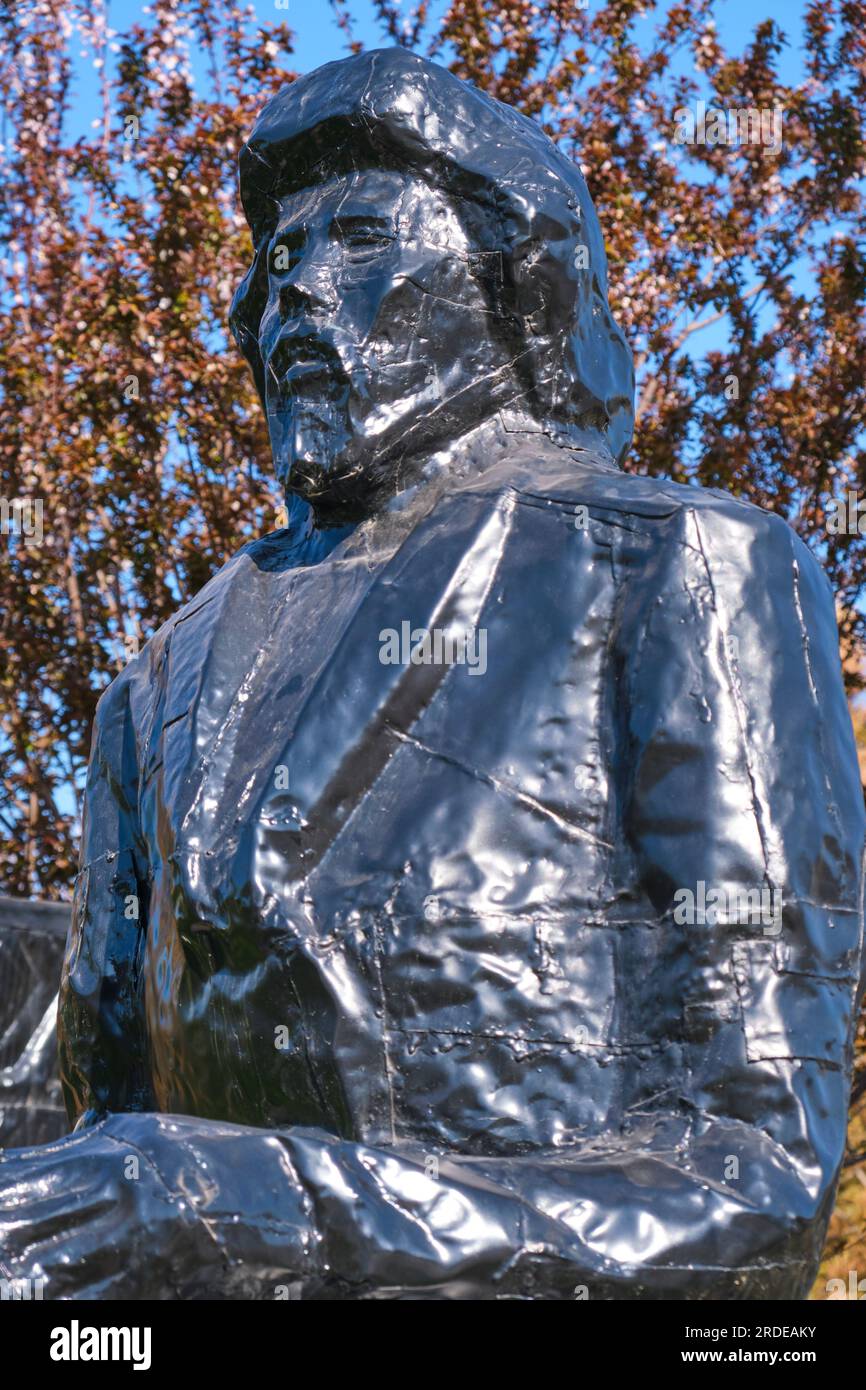 View of a typical horse rider man at the caravan Silk Road sculpture ...