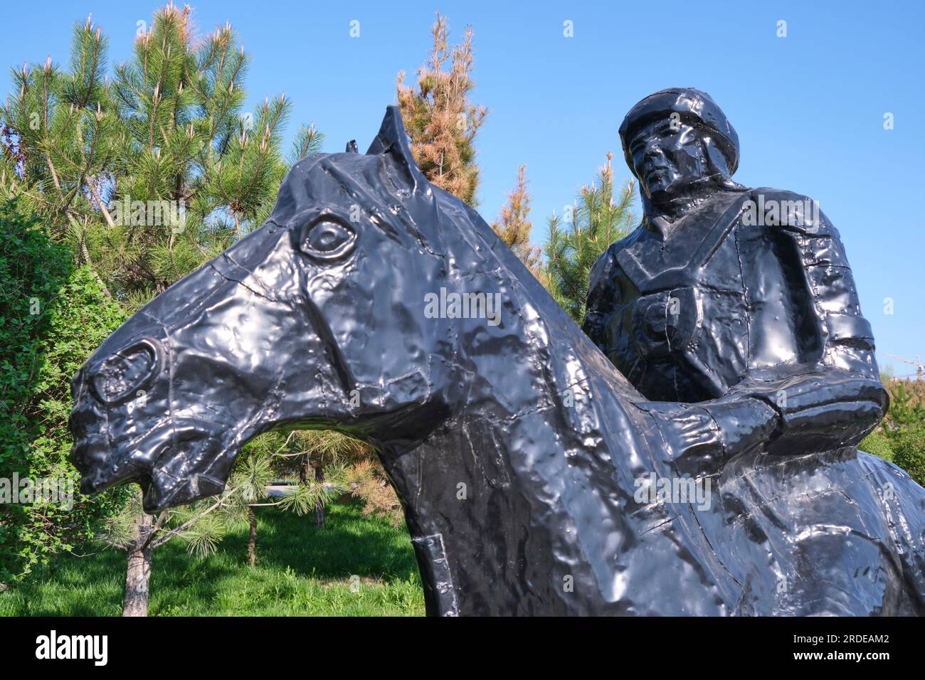View of a typical horse rider man at the caravan Silk Road sculpture ...